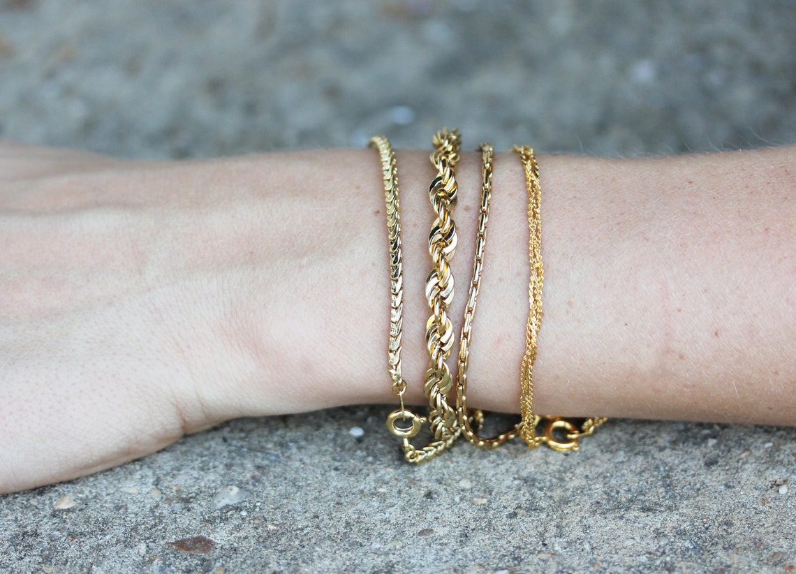 Braid Bracelet Gold, Braided Bracelet, Gold Chain Bracelet, Gold ...