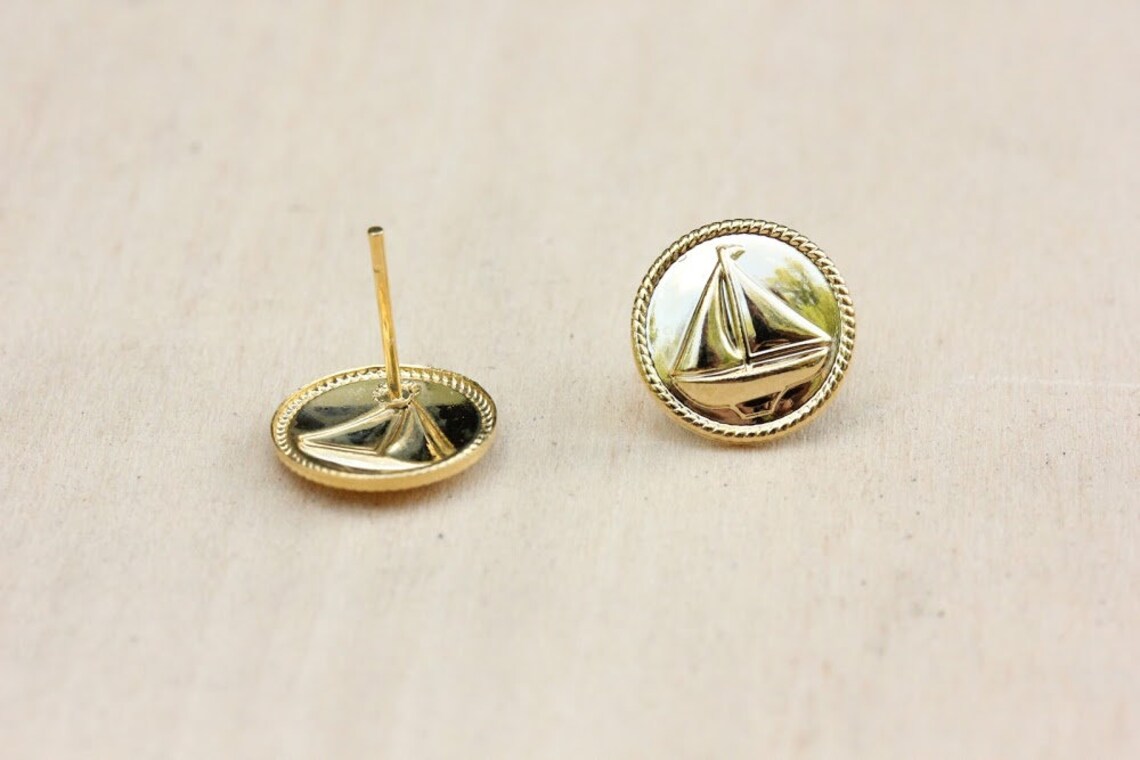 Ship Studs Gold, Sailboat Studs Gold, Boat Studs Gold, Sailing Studs ...