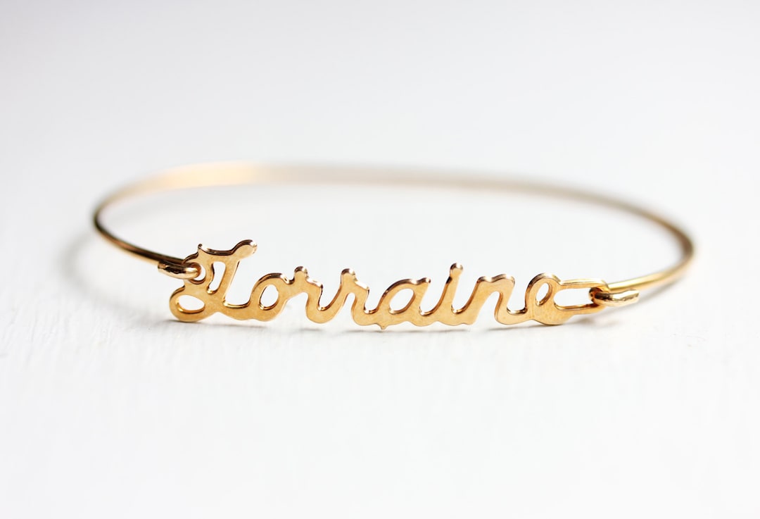 Lorraine Name Bracelet Gold, Name Bracelet, Vintage Name Bracelet Gold ...