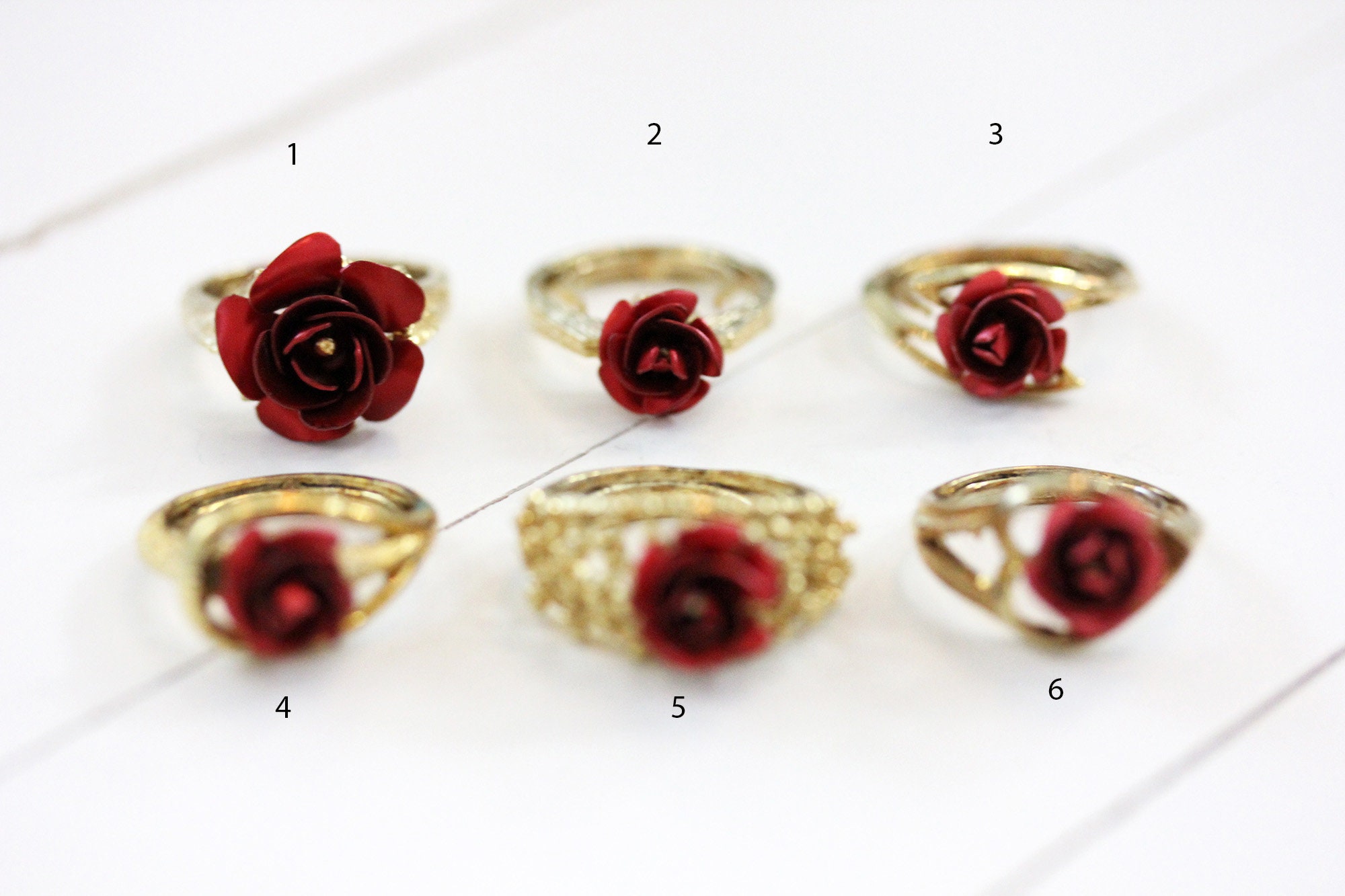 Rose Ring Red Rose Ring Flower Ring Gold Rose Ring Vintage | Etsy