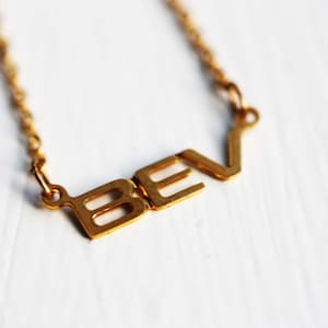 Bev Name Necklace Gold, Name Necklace, Vintage Name Necklace Gold ...
