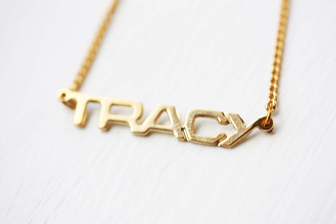 Tracy Name Necklace Gold, Name Necklace, Vintage Name Necklace Gold ...