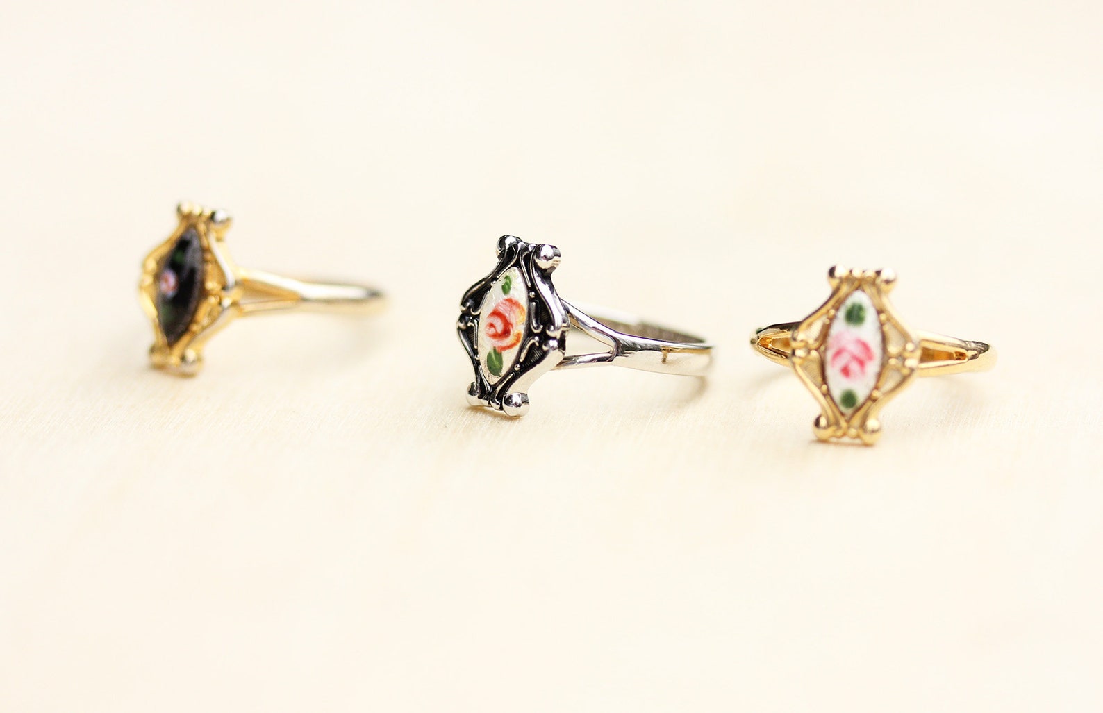 Guilloche Flower Ring Gold Flower Ring Silver Flower Ring - Etsy