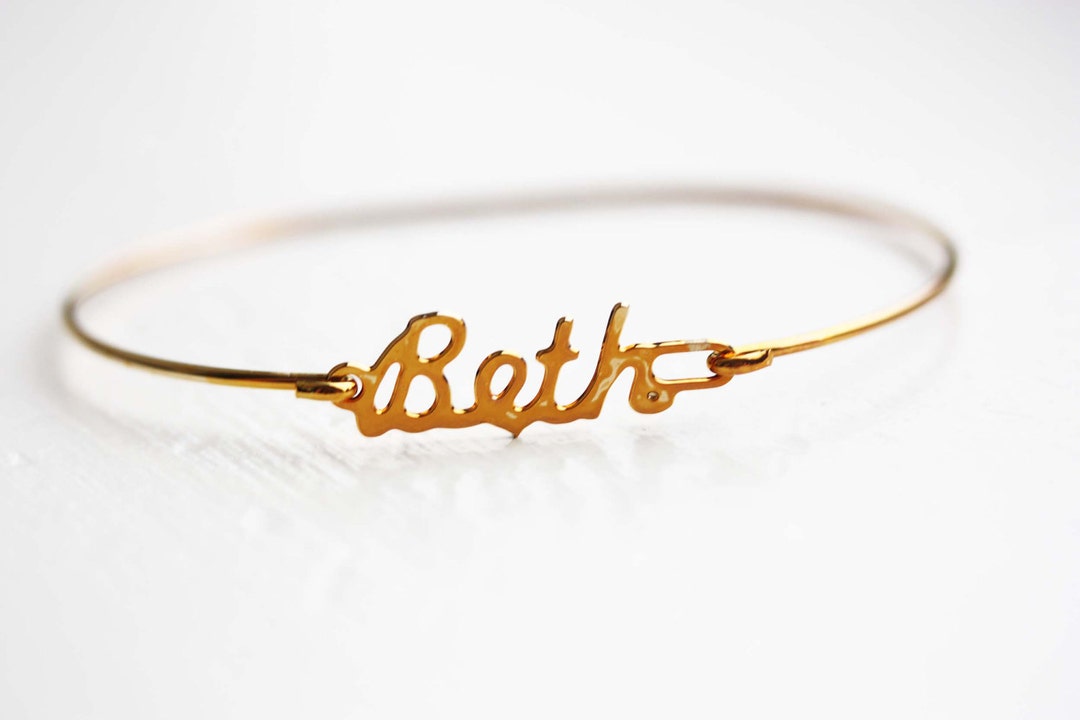 Beth Name Bracelet Gold, Name Bracelet, Vintage Name Bracelet Gold ...