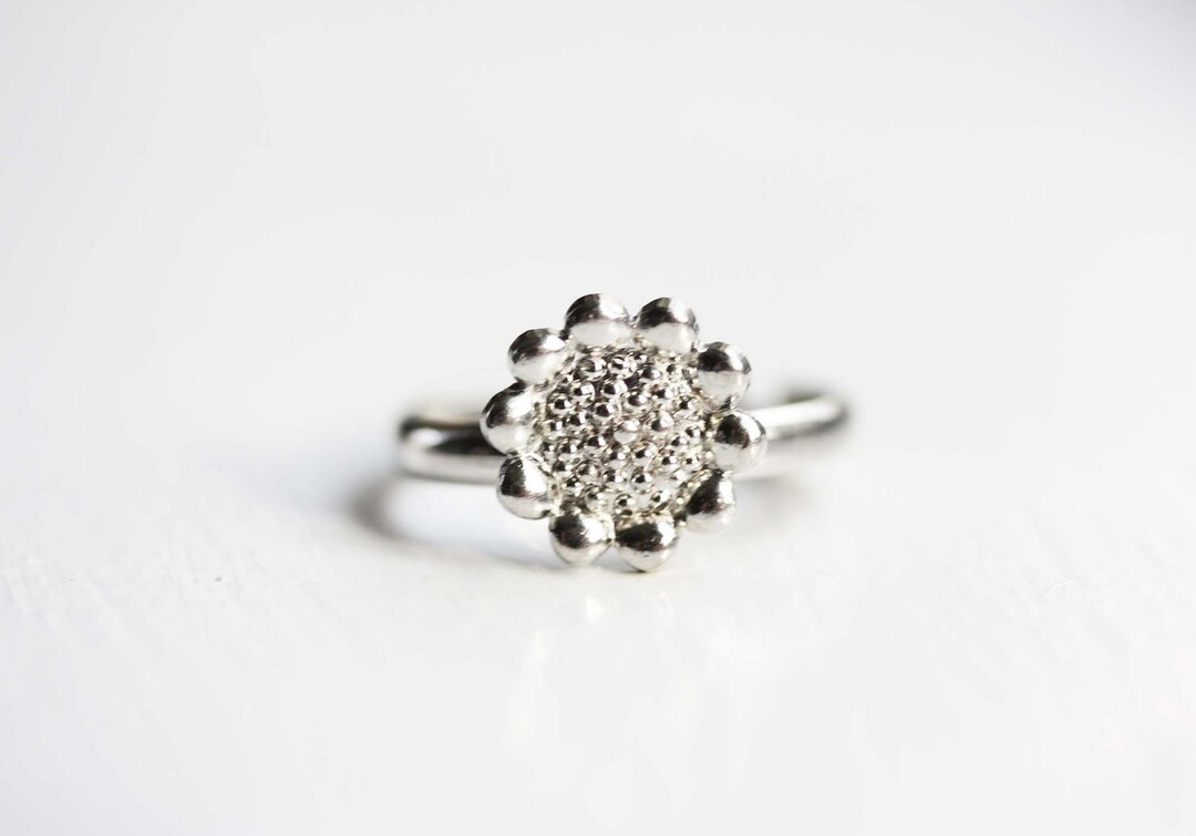 Silver Sunflower Ring, Sunflower Ring, Silver Ring, Adjustable Silver ...