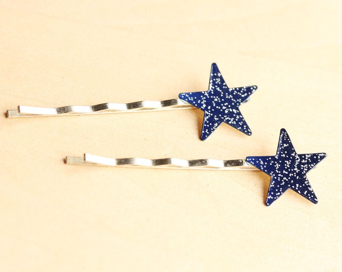 Starry Gold Hair Pin Set. Star and Tiny Pearl Combination Barrettes Set ...