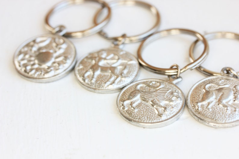 Keychain Astrology Silver Astrology Keychain Zodiac | Etsy