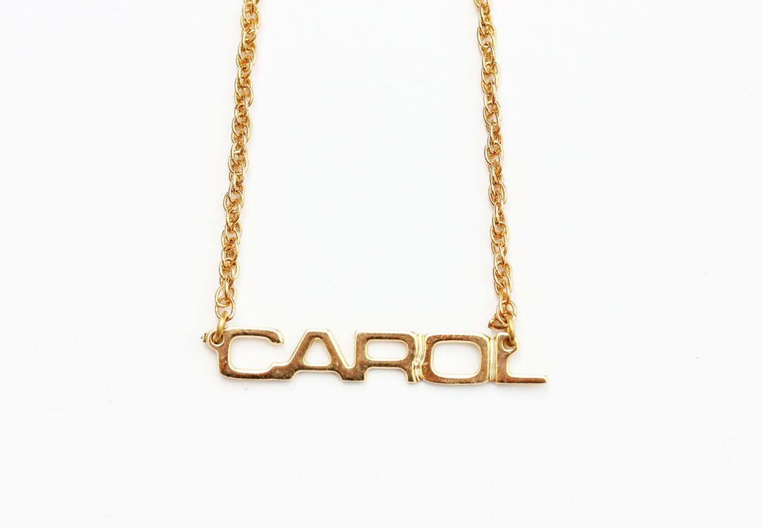Carol Name Necklace Gold, Name Necklace, Vintage Name Necklace Gold ...