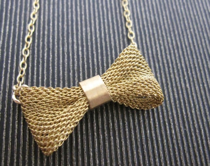 Gold Bow Necklace Mesh Bow Necklace Bow Necklace Large Bow - Etsy