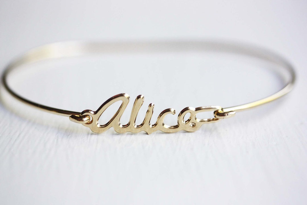 Alice Name Bracelet Gold, Name Bracelet, Vintage Name Bracelet Gold ...