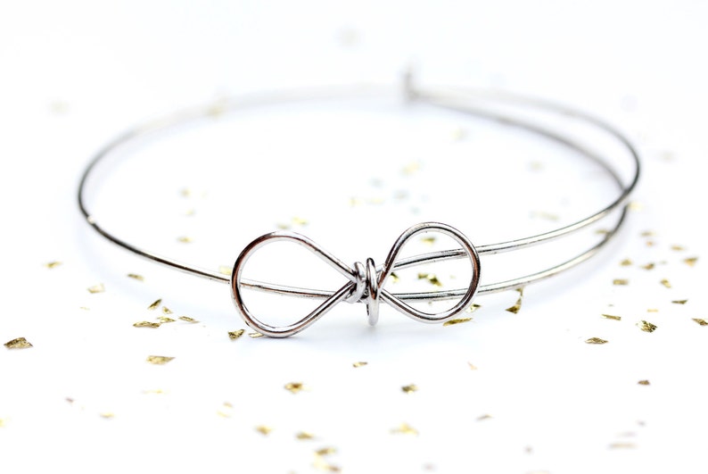 Silver Bow Bangle Bracelet - Etsy