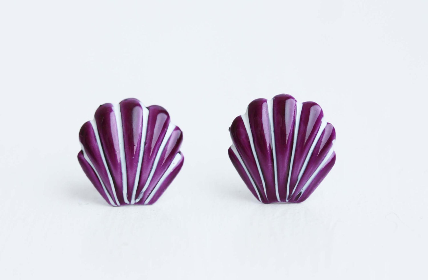 Seashell Studs, Enamel Shell Studs, Enamel Studs, Large Colorful Studs ...