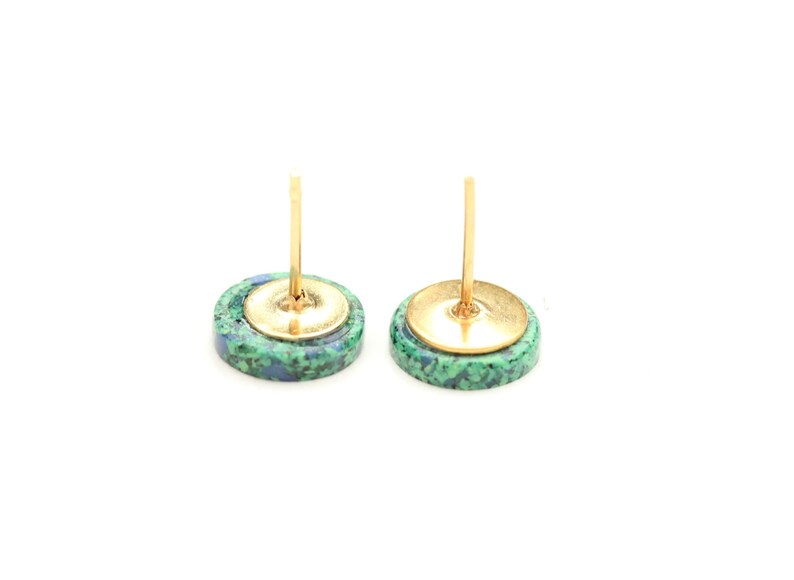 Round Green Studs Round Studs Glass Studs Speckled Studs | Etsy