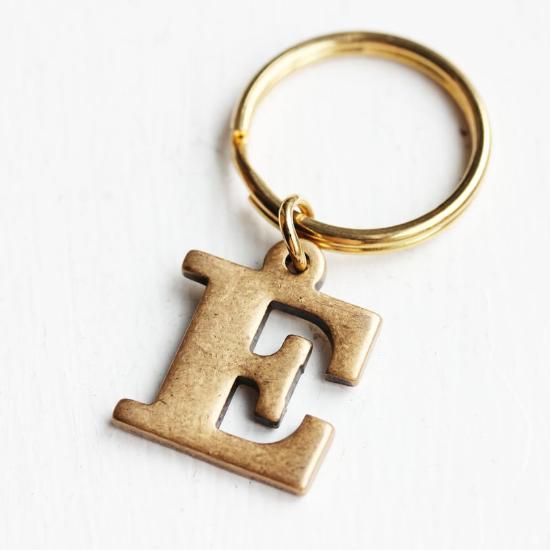 Initial Keychain - Etsy