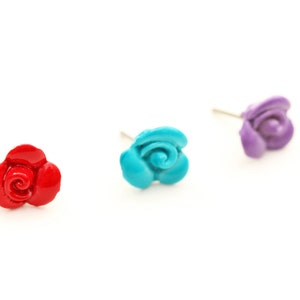 Rose Enamel Studs, Rose Studs, Enamel Flower Studs, Colorful Flower ...