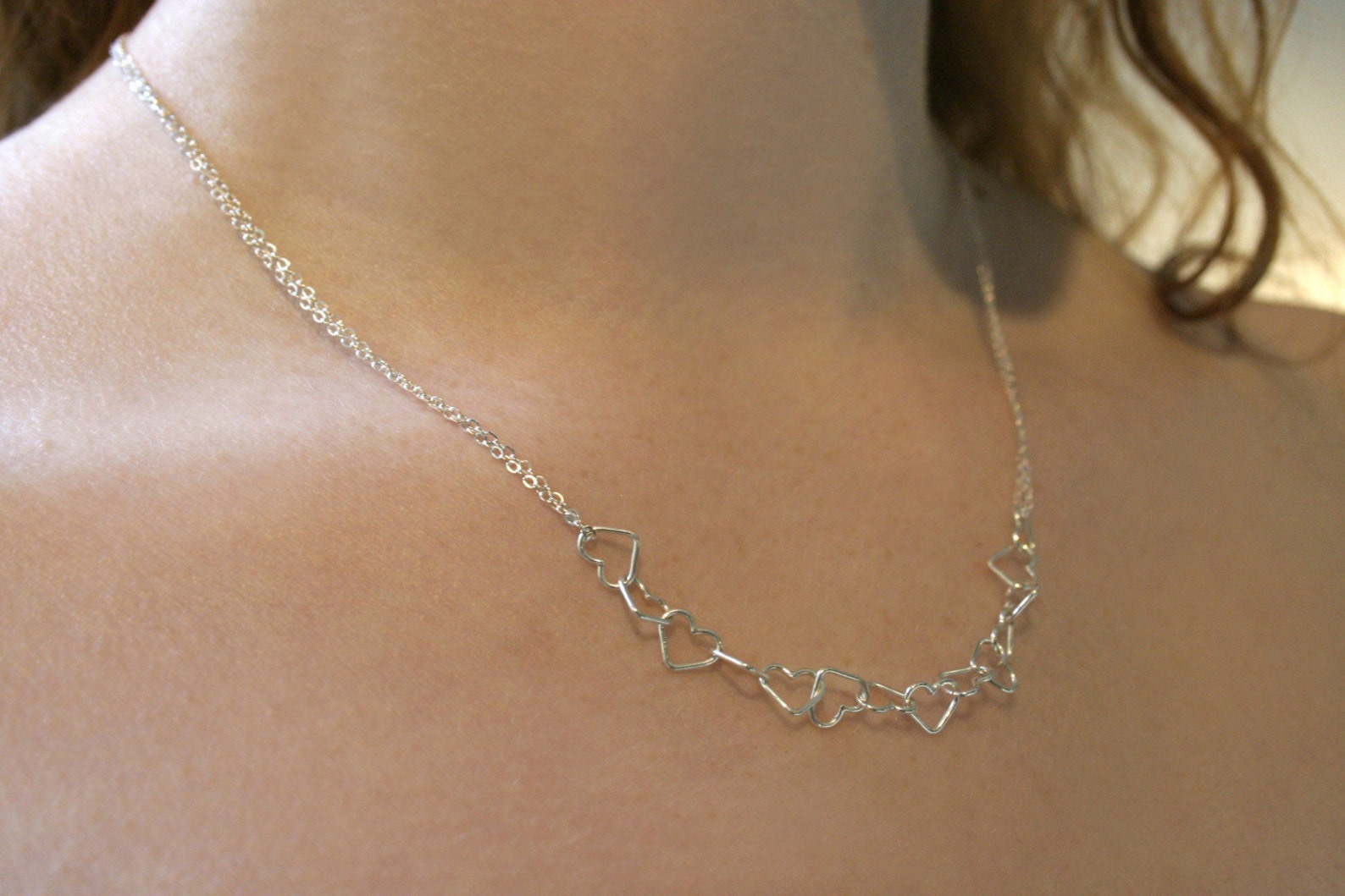 Silver Heart Chain Necklace Silver Heart Necklace Silver - Etsy