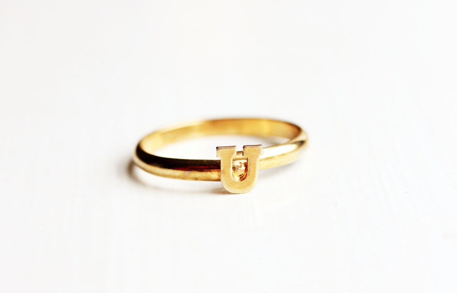 Gold Initial Band Ring - Etsy