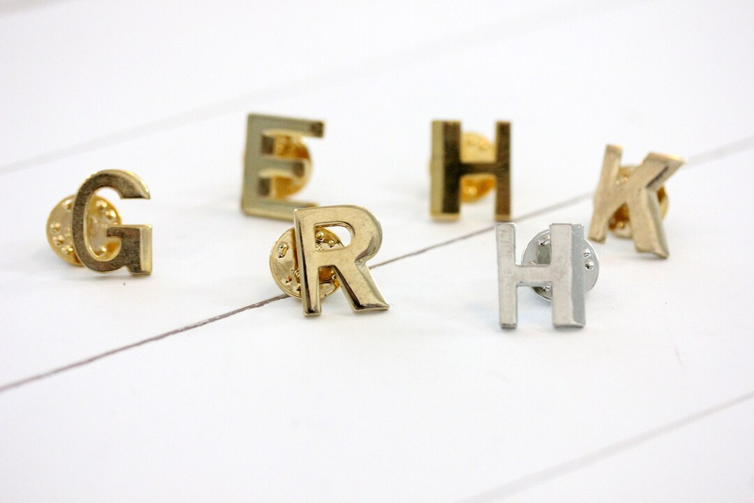 Gold Intial Pin, Initial Pin, Gold Letter Pin, Silver Initial Pin ...