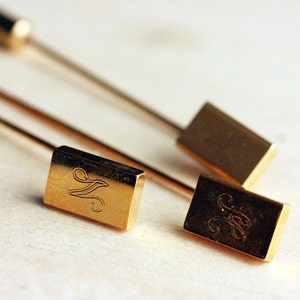 Initial Stickpin Gold, Letter Stickpin, Stickpin, Initial Pin, Letter ...