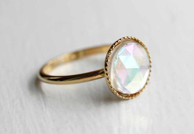 Prism Gold Ring Celestial Gold Ring Vintage Gold Ring Round | Etsy