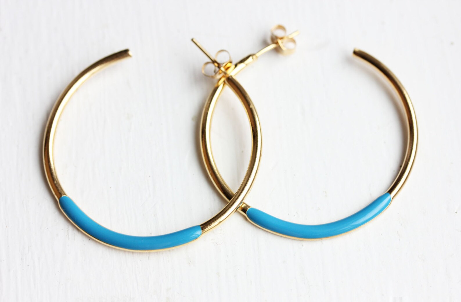 Enamel Gold Hoops Colorful Hoops Blue Hoops Orange Hoops | Etsy