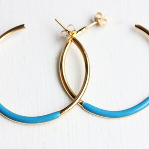 Enamel Gold Hoops, Colorful Hoops, Blue Hoops, Orange Hoops, Gold Hoops ...