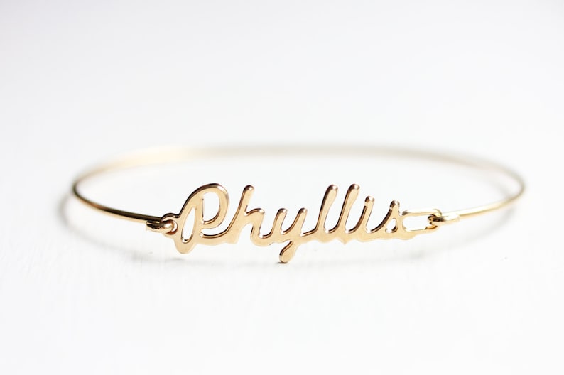 Phyllis Name Bracelet Gold, Name Bracelet, Vintage Name Bracelet Gold ...