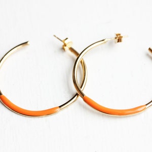 Enamel Gold Hoops, Colorful Hoops, Blue Hoops, Orange Hoops, Gold Hoops ...
