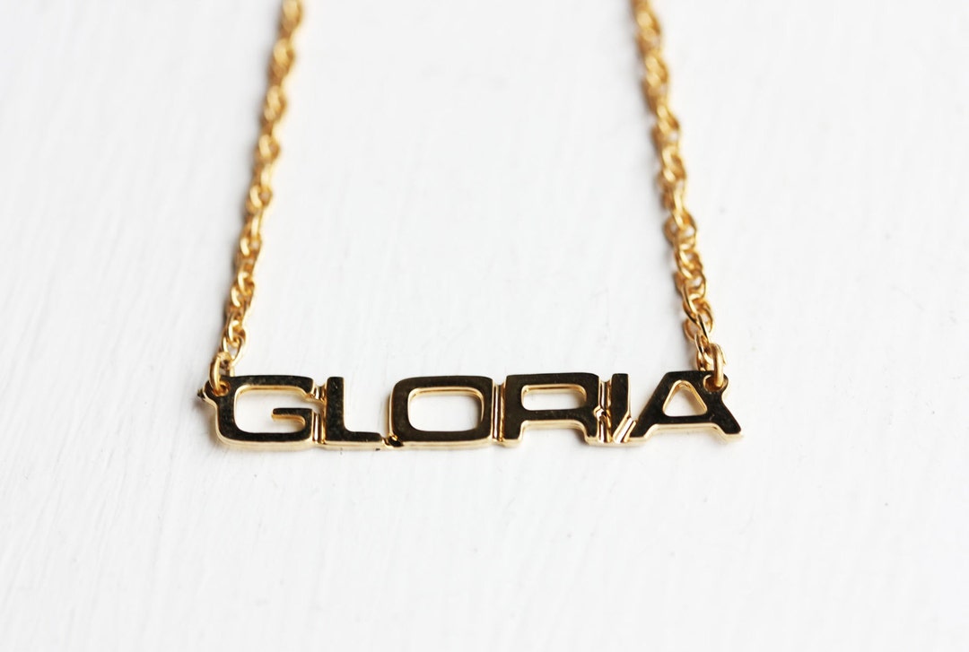 Gloria Name Necklace Gold Name Necklace Vintage Name - Etsy