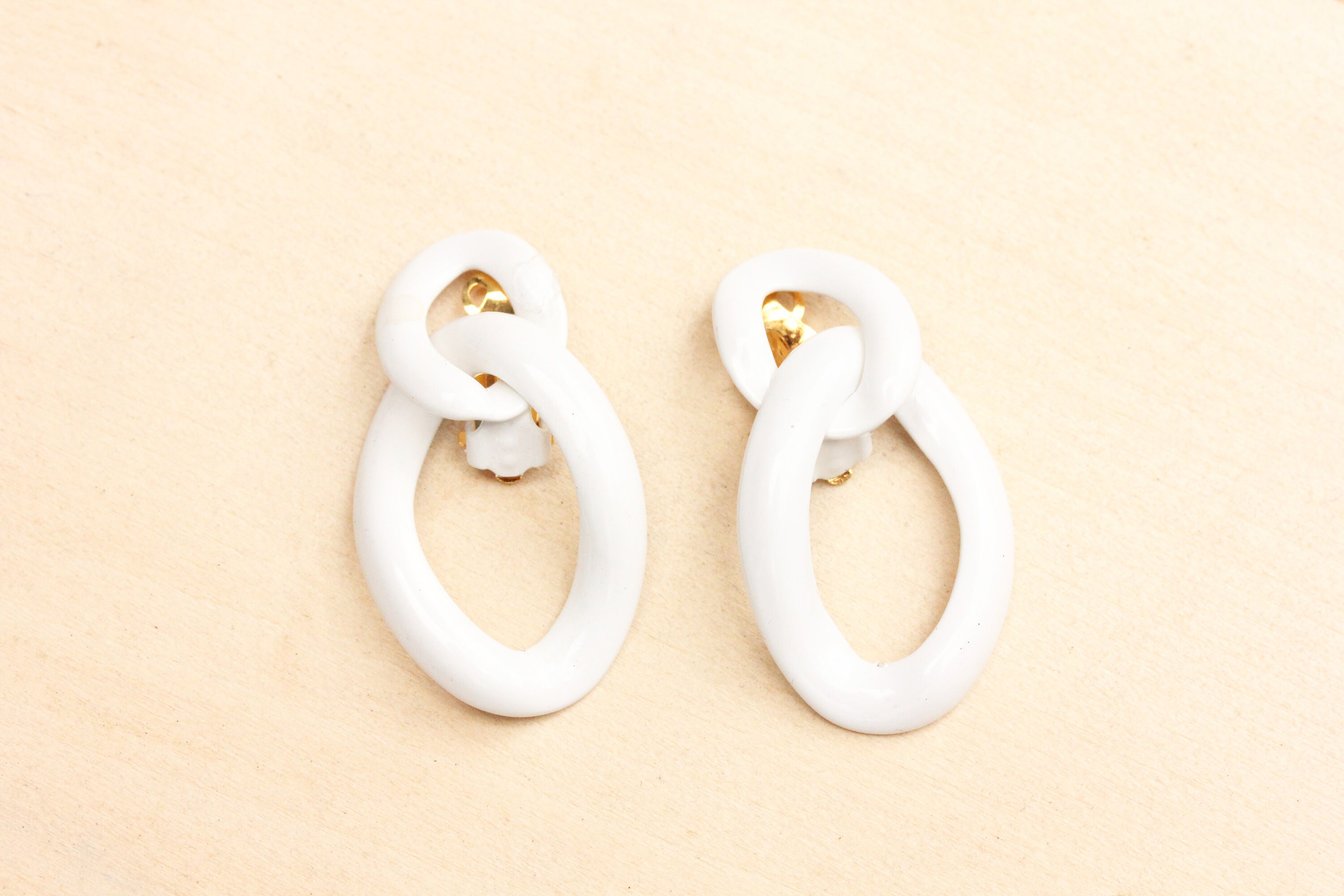 Clip on Dangle Earrings White Enamel Clip on Earrings Loop - Etsy