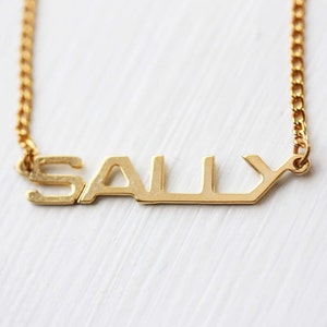 Sally Name Necklace Gold, Name Necklace, Vintage Name Necklace Gold ...