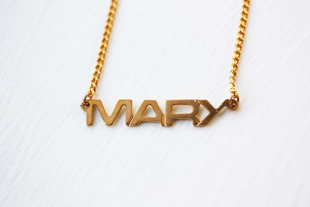 Mary Name Necklace Gold, Name Necklace, Vintage Name Necklace Gold ...