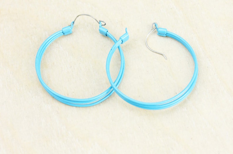 Turquoise Hoops Blue Hoops Hoop Earrings Light Blue Hoops - Etsy
