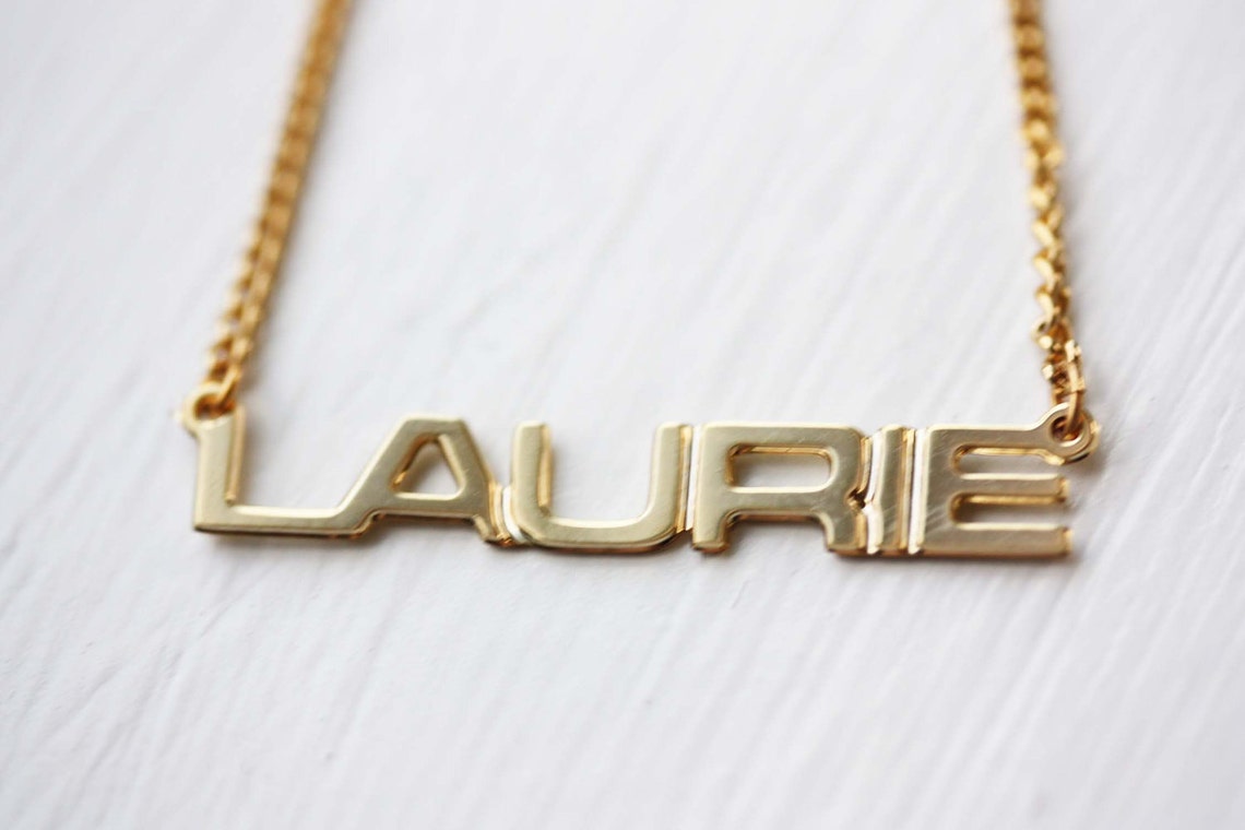 Laurie Name Necklace Gold Name Necklace Vintage Name - Etsy