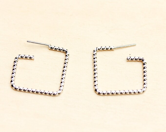 Silver Square Hoops, Square Hoops, Small Silver Hoops, Geometric Earrings, Silver Earrings ...
