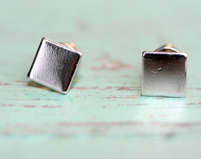 Sterling Silver Square Studs - Etsy
