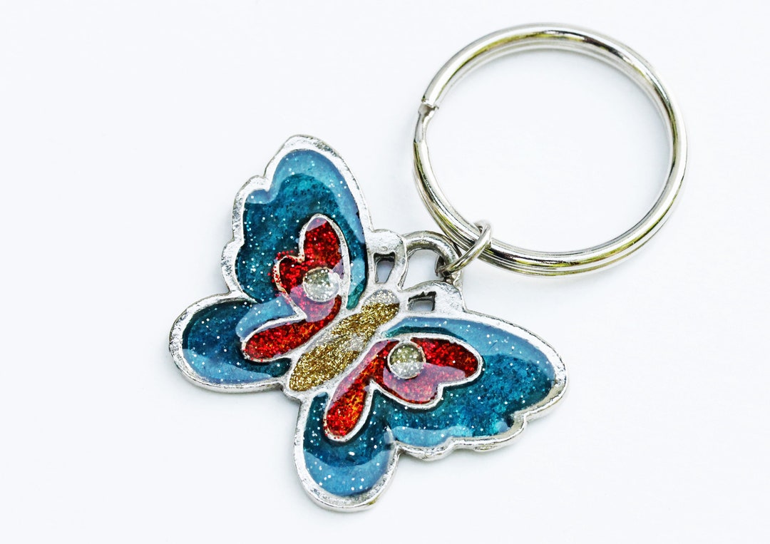 Butterfly Keychain Enamel, Butterfly Keychain, Enamel Keychain, Blue ...