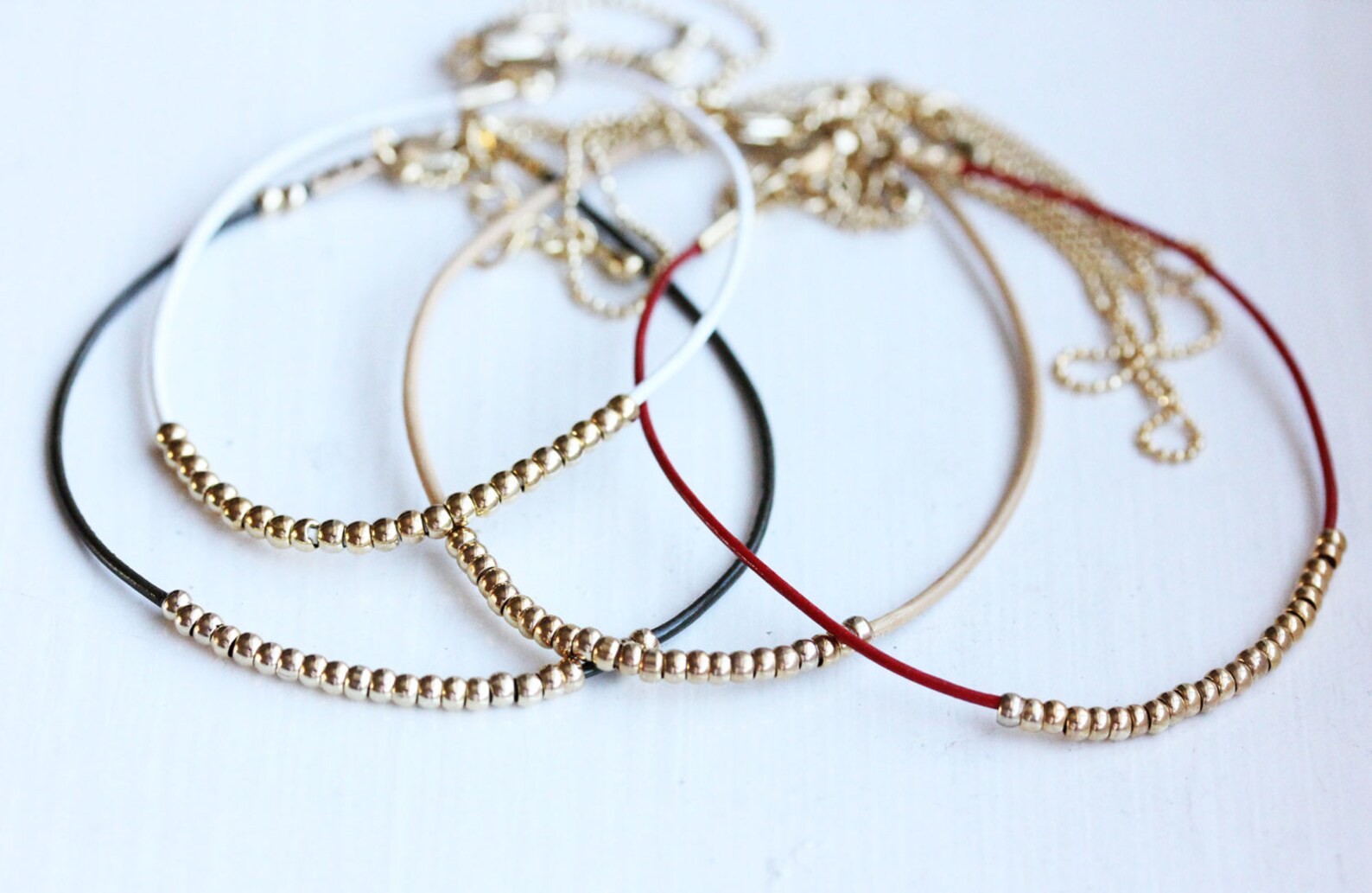 Beaded Bracelet Delicate Dainty Beaded Bracelet Leather - Etsy