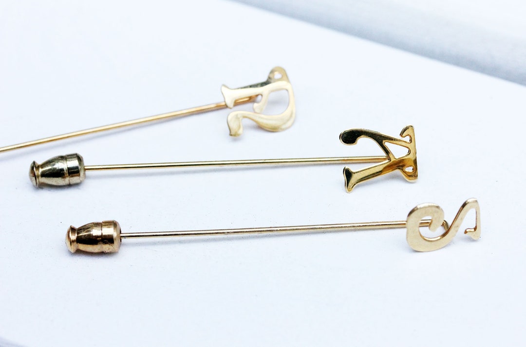 Initial Stickpin Gold, Letter Stickpin, Groomsmen Pin, Gold Pin ...
