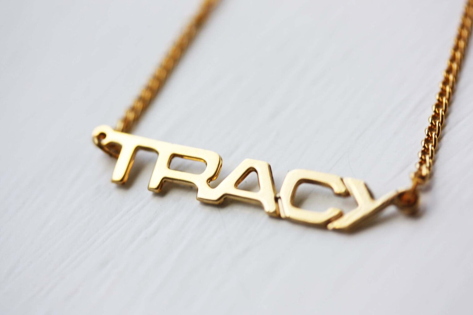 Tracy Name Necklace Gold, Name Necklace, Vintage Name Necklace Gold ...
