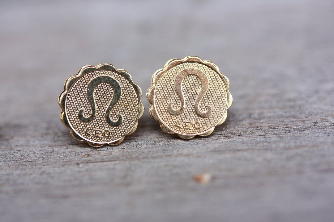 Leo Astrology Studs, Leo Studs, Astrology Studs, Zodiac Studs, Round ...
