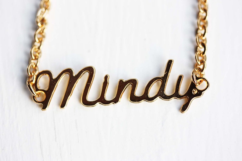 Mindy Name Necklace Gold Name Necklace Vintage Name Necklace | Etsy