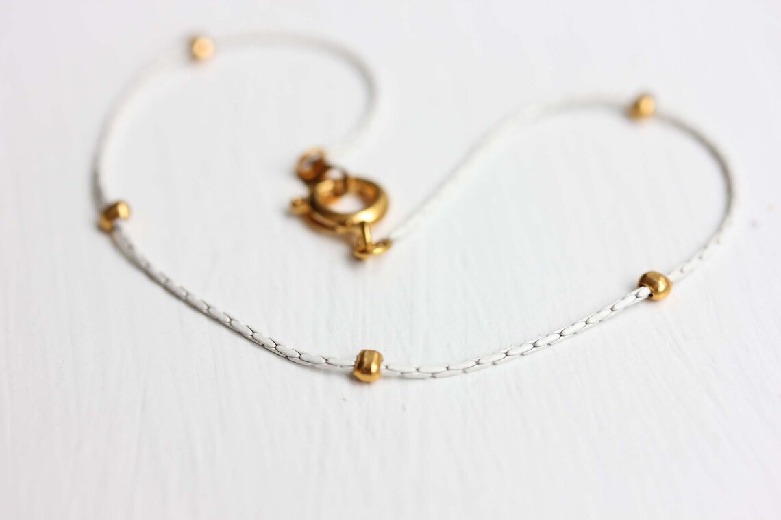 White Chain Bracelet Delicate Chain Bracelet Enamel Chain | Etsy