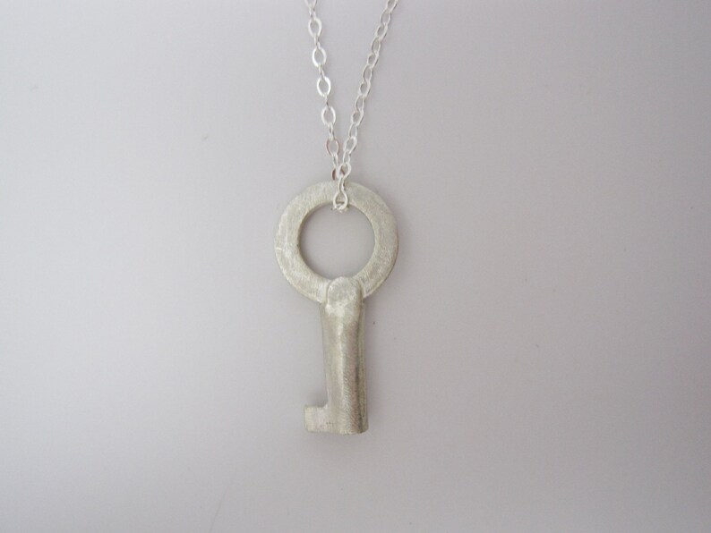 Key Necklace Silver Small Key Necklace Silver Skeleton Key | Etsy