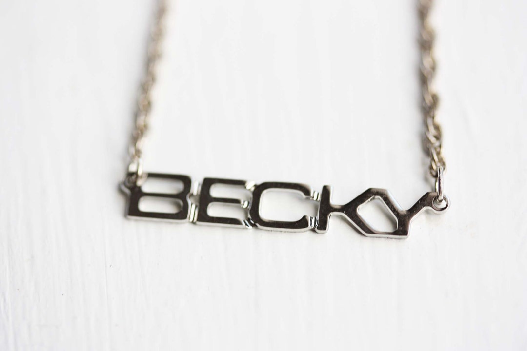 Becky Name Necklace Silver, Name Necklace, Vintage Name Necklace Silver ...