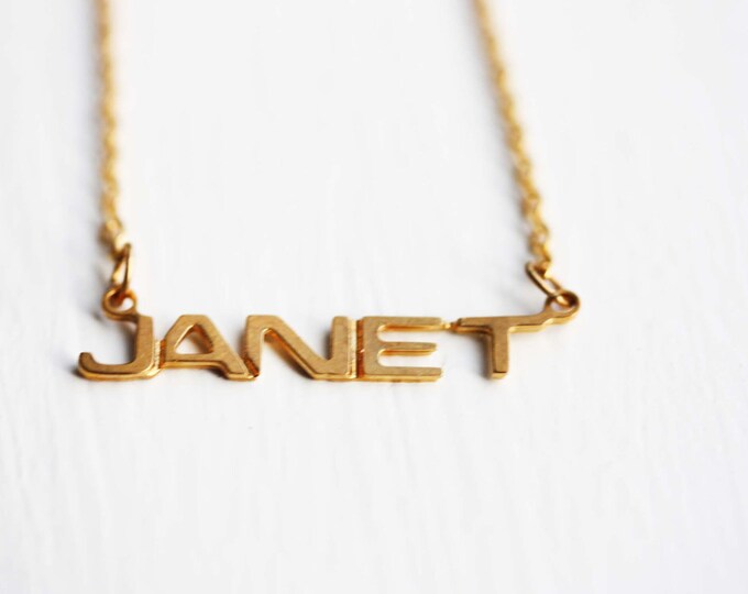 Janet Name Necklace Gold, Name Necklace, Vintage Name Necklace Gold ...