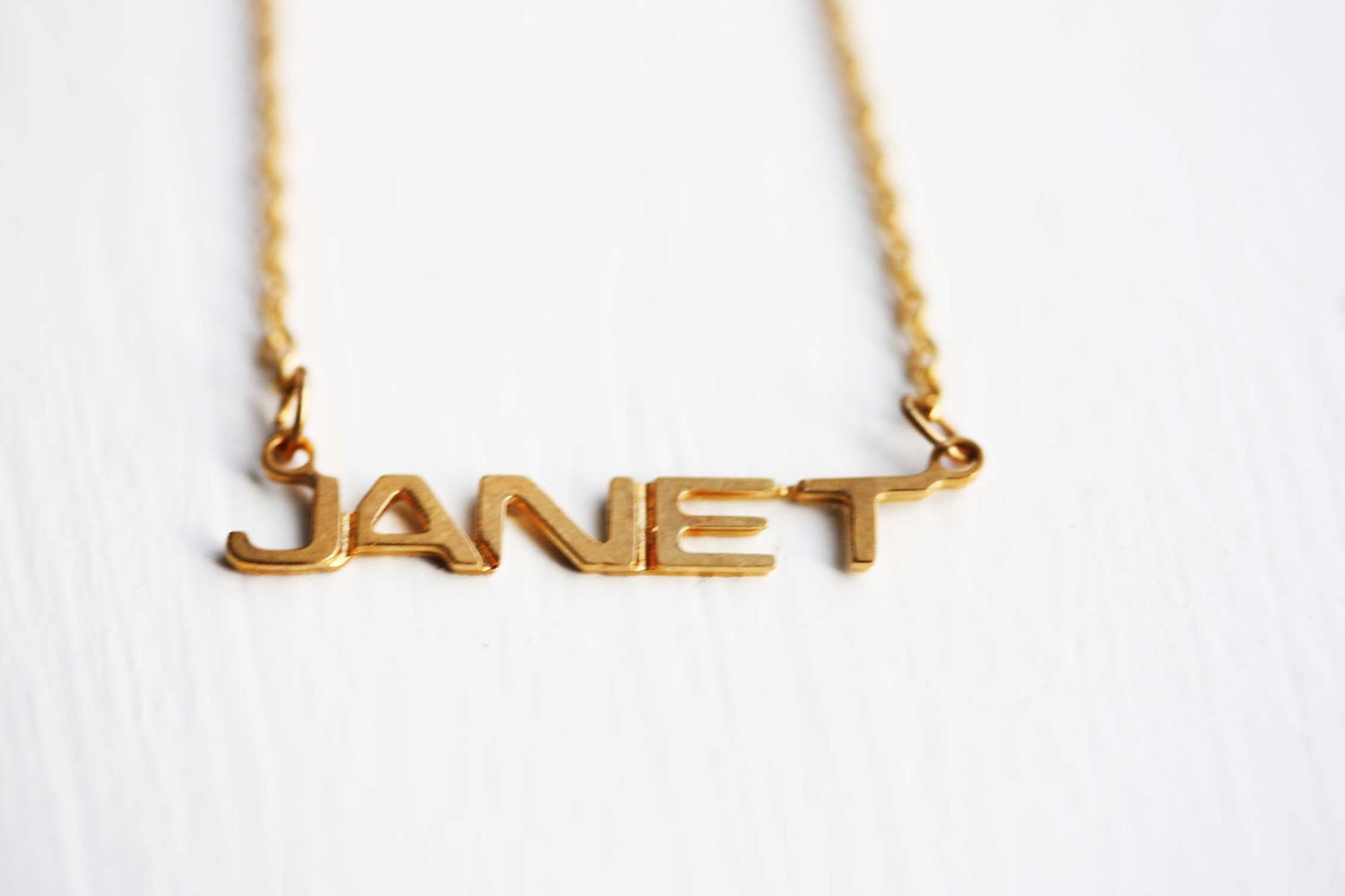 Janet Name Necklace Gold Name Necklace Vintage Name Necklace | Etsy