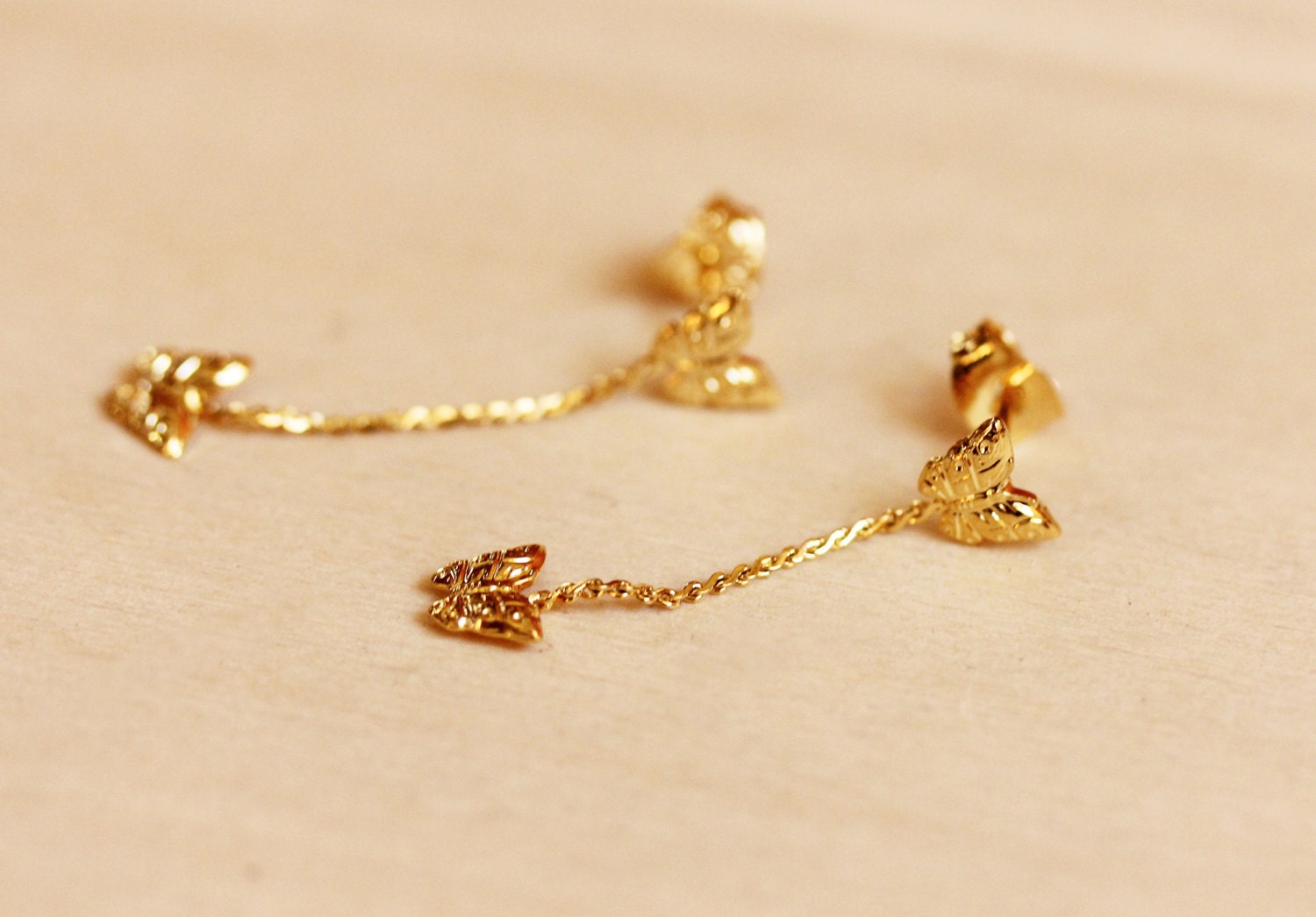 Butterfly Chain Earrings, Butterfly Studs, Butterfly Earrings, Chain ...