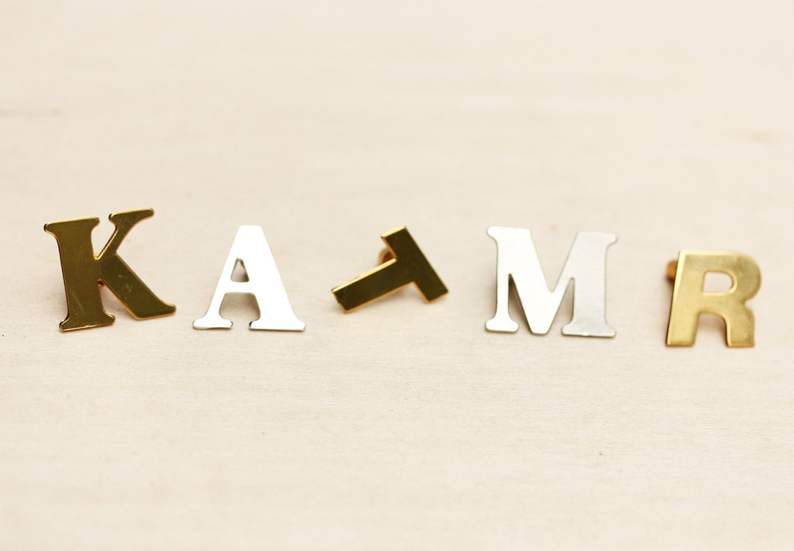 Gold Initial Pin Initial Pin Gold Letter Pin Silver Initial - Etsy