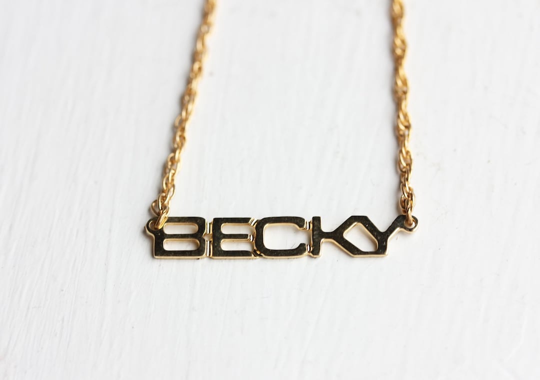 Becky Name Necklace Gold, Name Necklace, Vintage Name Necklace Gold ...